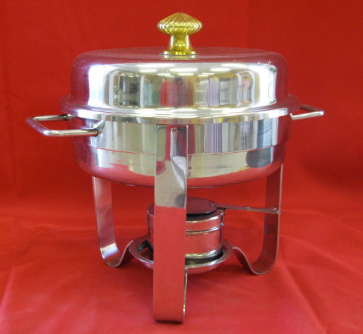 Chafer Round Stainless 3qt Gold Trim - Asheville, NC - Rent All Inc